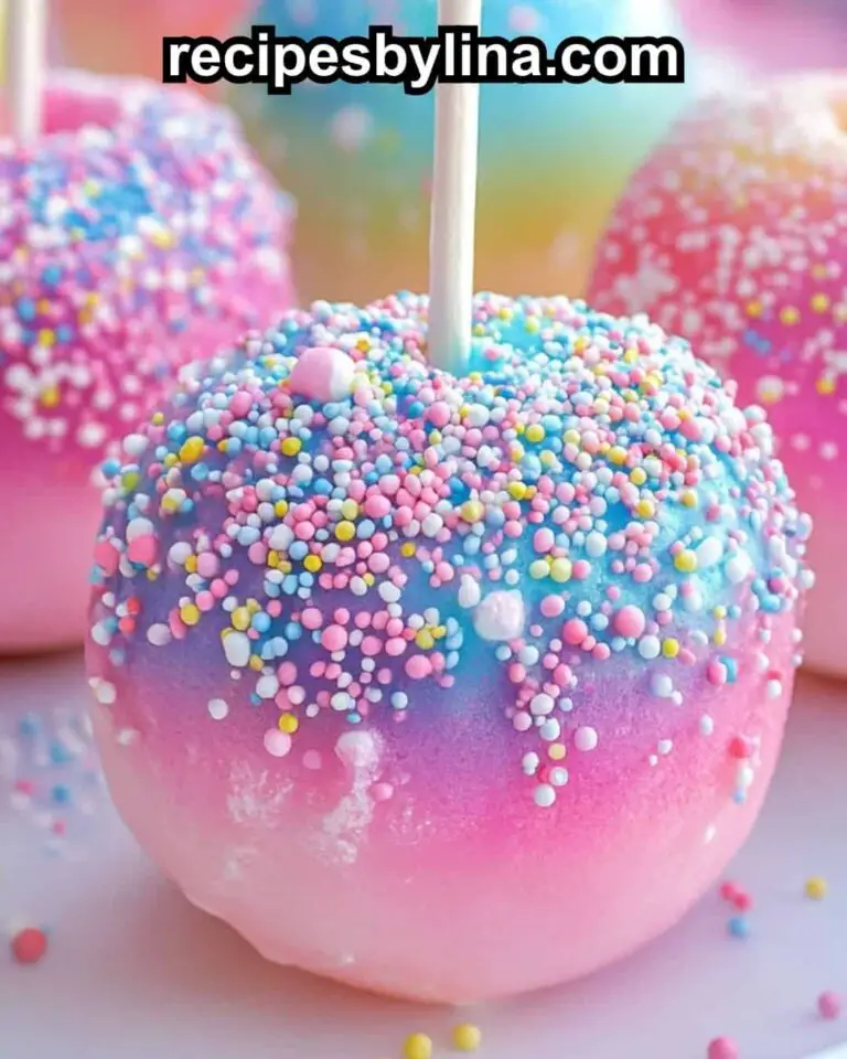 Colorful Candy Apples with Cotton Candy - Recipes by Lina