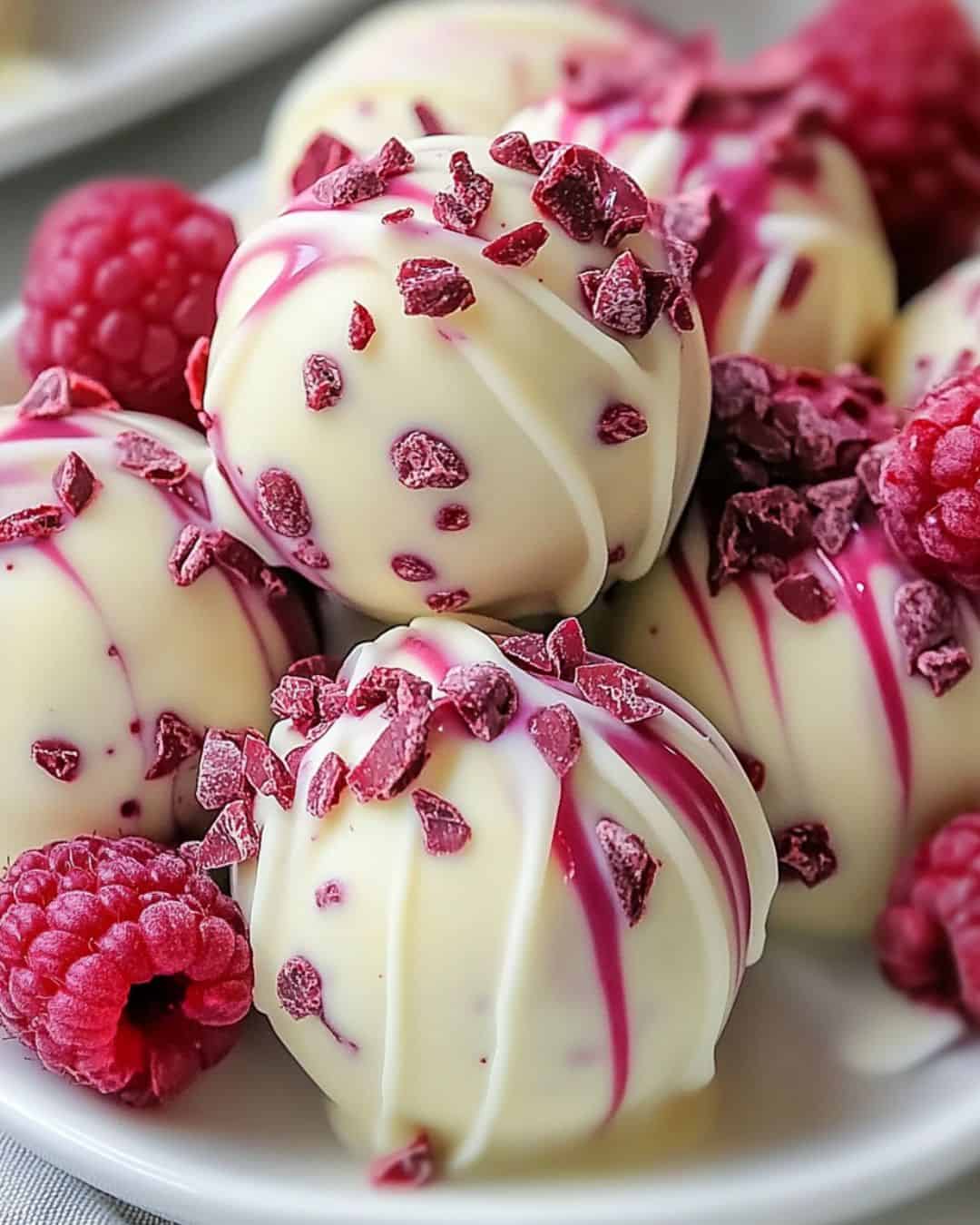 White Chocolate Raspberry Cheesecake Balls - Recipes by Lina