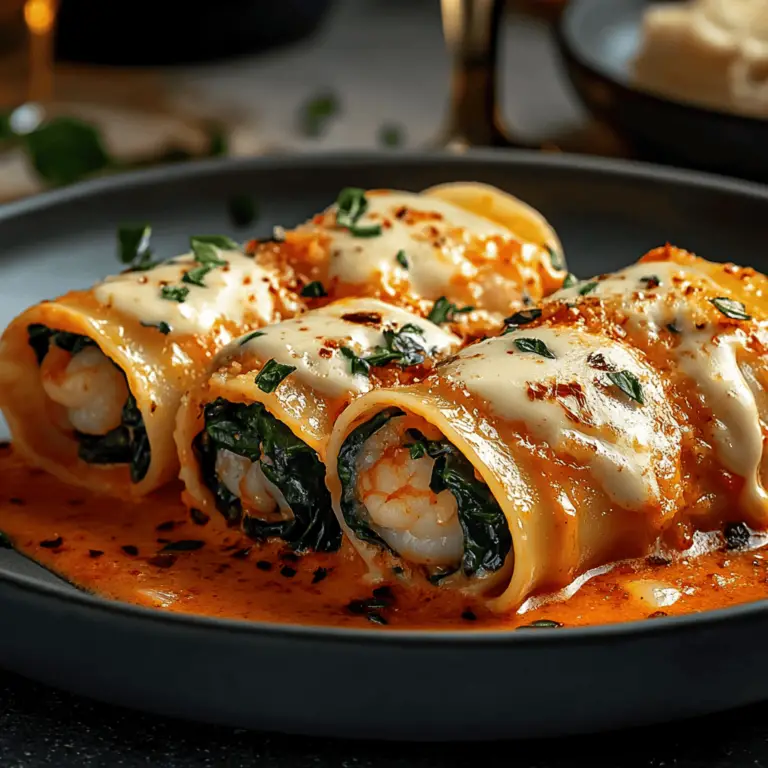 Shrimp and Spinach Stuffed Pasta Rolls with Roasted Red Pepper Cream ...