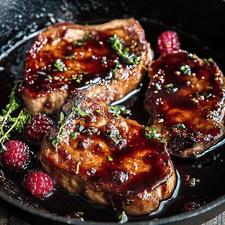 Raspberry Balsamic Glazed Pork Chops - Recipes by Lina