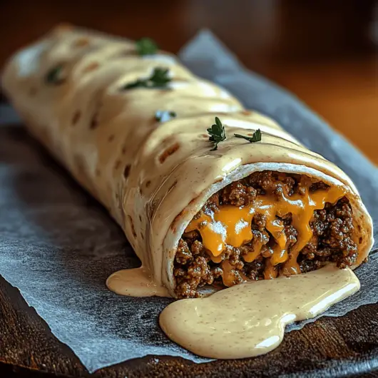 Cheesy Ground Beef Delight Wrap with Creamy Sauce - Recipes by Lina