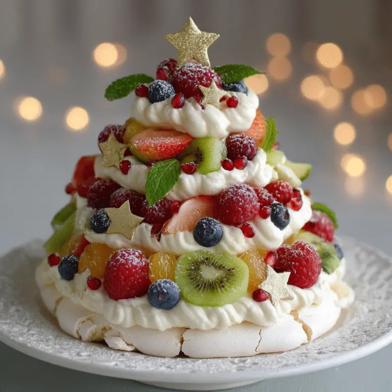 Pavlova Christmas Tree with Fresh Fruits – Festive Holiday Dessert ...
