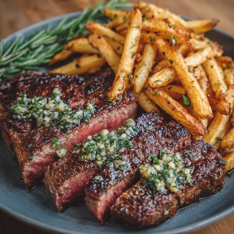 Garlic Butter Ribeye with Crispy Fries - Recipes by Lina